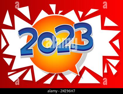 2023. Number written with Children's font in cartoon style Stock Vector ...