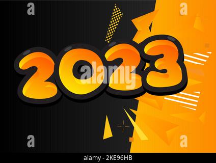 2023. Number written with Children's font in cartoon style Stock Vector ...