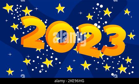 2023. Number written with Children's font in cartoon style Stock Vector ...