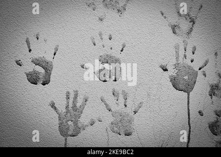 ghost handprint - hand imprint on the wall, the hands of baby hand ...