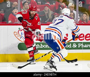 Carolina Hurricanes left wing Jordan Martinook (48) celebrates his goal ...