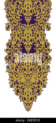 Luxury Damask wallpaper or fabric print pattern, retro textile vector ...