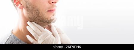 Doctor Examining Thyroid Male Neck. Medullary Cancer Exam Stock Photo ...