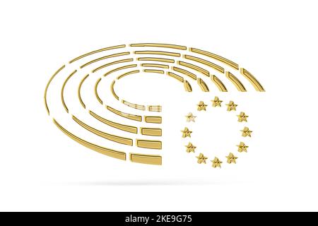 Golden 3d European parliament icon isolated on white background - 3d ...