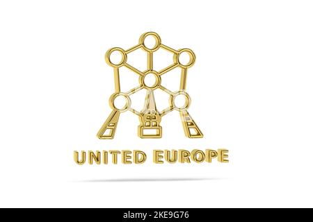 Golden 3d European parliament icon isolated on white background - 3d ...