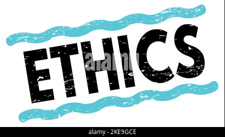 ethics text written on blue-black grungy stamp sign Stock Photo - Alamy