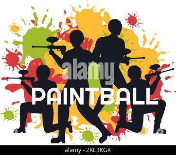 People Playing Paintball of Fighter Player Shooting with Gun Shoot, Aim ...