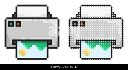 office photo printer game pixel art vector illustration Stock Vector ...