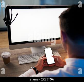 Call center, computer screen and mockup with portrait of black woman in ...