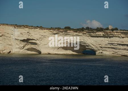saint peter pools Malta rock formation hole on rocks view Stock Photo ...