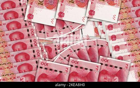 100 Chinese Renminbi banknotes background. China, Beijing Stock Photo ...
