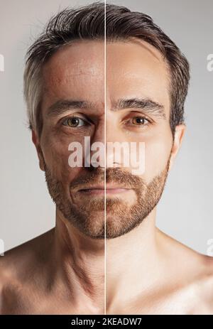 Aging - different stages of man age from infance, childhood boy to ...