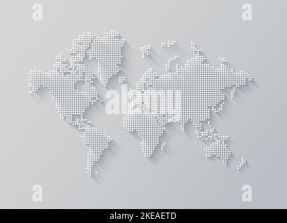 Illustration of a world map made of dots isolated on a white background ...