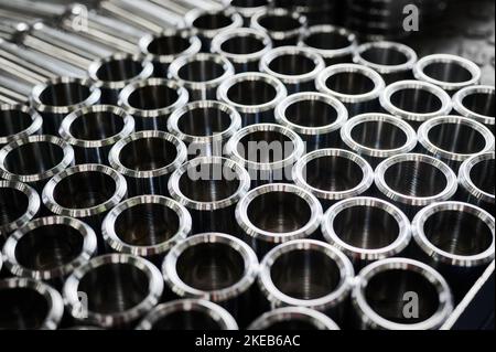 Pattern of metal hollow bars made with smart machines Stock Photo - Alamy