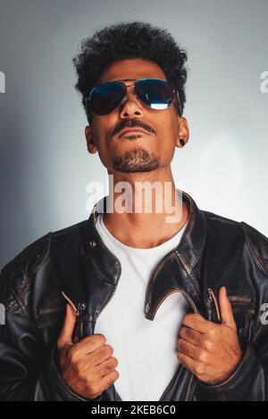 Handsome Black Country Musician Man With Leather Jacket Isolated ...