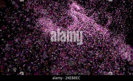 3D rendering of cluster of dust particles or debris with bokeh on black ...