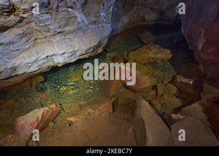 River generated by a karst spring in the limestone mountains Stock ...