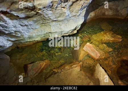 River generated by a karst spring in the limestone mountains Stock ...