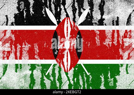 Kenya flag painted on old wood plank. Patriotic background. National ...