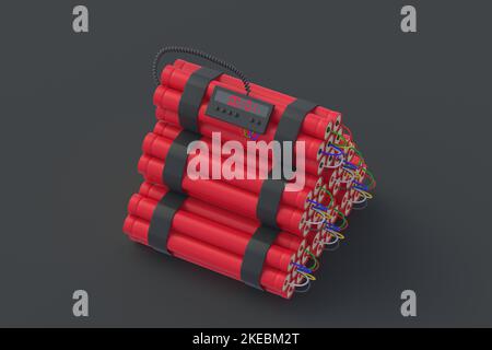 Stack of dynamite bombs with digital timer isolated on white background ...