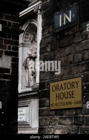 Memorial statue to cardinal John Henry Newman outside the Catholic ...