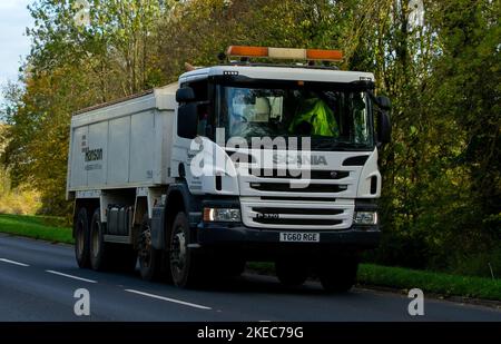 White Scania hgv lorry truck trailer operated by Whitelink Sea Foods ...