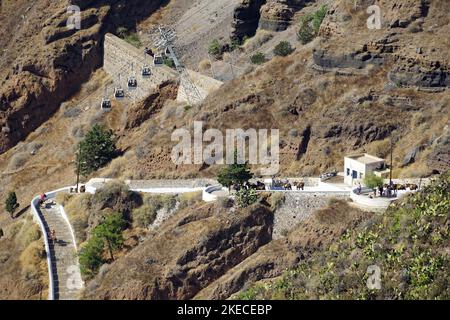 Karavolades Stairs, Fira, Santorini , Aegean Sea, Cyclades, Greece ...
