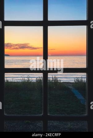 Sea view, Apenrad fjord, landscape, Varnaes, window, Denmark Stock ...