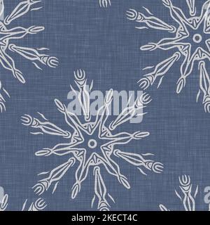 Seamless christmas snowflake woven linen pattern. Two tone seasonal ...