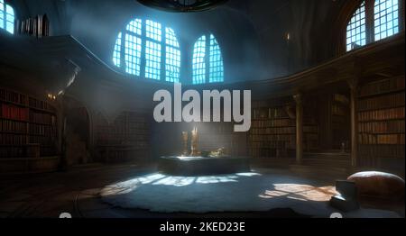 beautiful old fantasy library full of magical books Stock Photo - Alamy