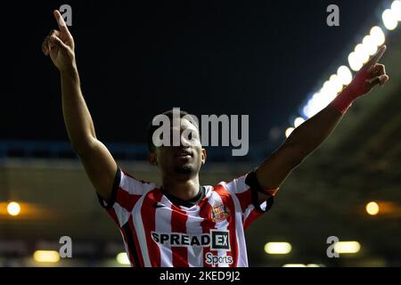 Amad Diallo #16 of Sunderland celebrates scoring a goal during the Sky ...