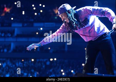 Young Adz of the group D-Block Europe arriving at the Brit Awards 2020 ...
