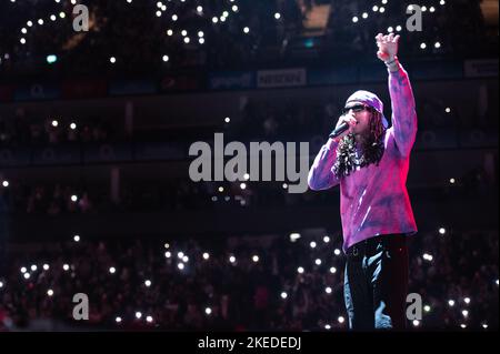 Young Adz of the group D-Block Europe arriving at the Brit Awards 2020 ...