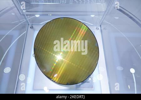 SHANGHAI, CHINA - NOVEMBER 6, 2022 - AMD's 7nm wafers are displayed at ...