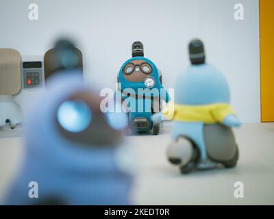 Lovot robots are displayed at Lovot Museum on October 18, 2022 in Tokyo ...