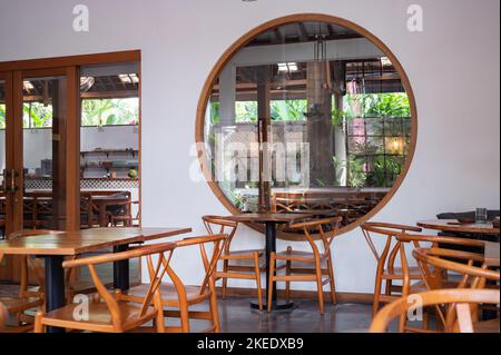 Beautiful interior of Bali style cafe in Ubud, Bali, Indonesia Stock ...