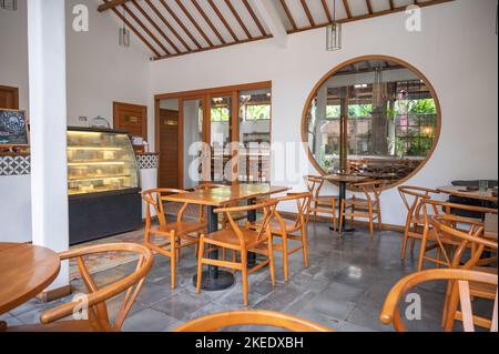Beautiful interior of Bali style cafe in Ubud, Bali, Indonesia Stock ...