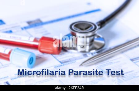 Microfilaria Parasite Test Medical check up test tube with biological ...