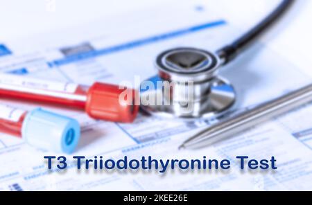T3 Triiodothyronine Test Medical check up test tube with biological ...