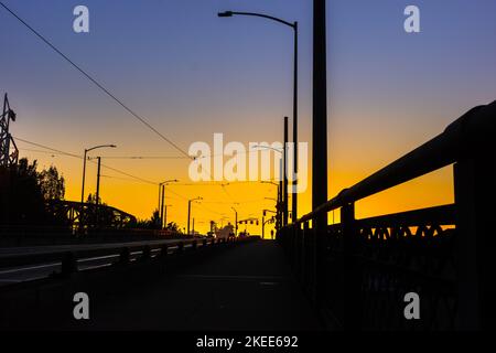 Sunrise in Portland. Streets of Portland in the morning Stock Photo - Alamy