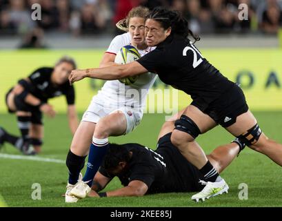 England's Abby Dow (right) during the Women's Rugby World Cup final ...