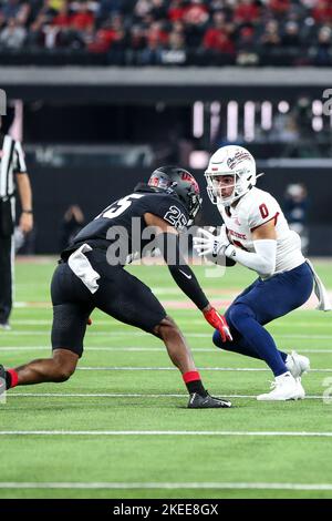 Fresno State wide receiver Mac Dalena (0) against New Mexico during an ...