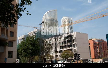 New Buildings overlooking the Marina, Beirut, Lebanon, Middle East. Two ...
