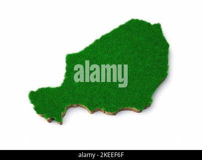 Niger Map soil land geology cross section with green grass and Rock ...