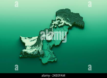 Topographic Pakistan Map Hypsometric Elevation tint Spectral Shaded ...
