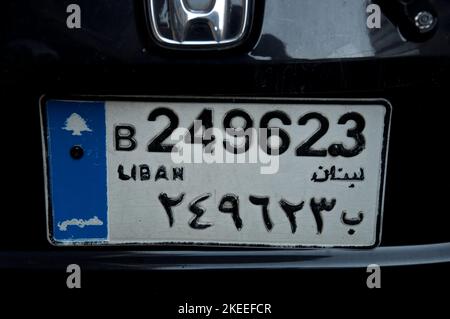 Lebanese car number plate Stock Photo - Alamy