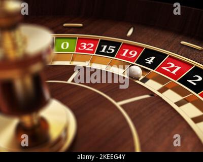Roulette wheel and ball. Betting concept. 3D illustration Stock Photo ...
