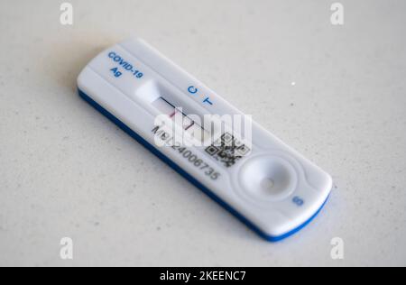 BHZ A positive Covid test. The lateral flow kit shows two lines ...