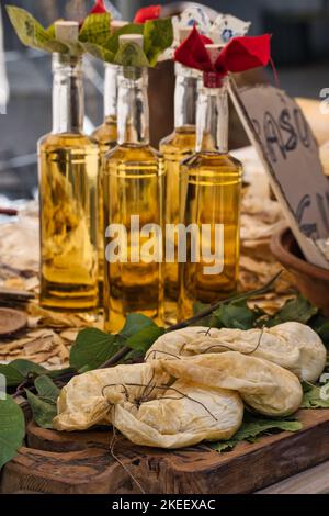 Su Callu, traditional sardinian seasoned cheese closed in a bowel of ...