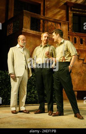 l-r: Gary Waldhorn (Leonato), Clive Wood (Don Pedro), John Hopkins ...